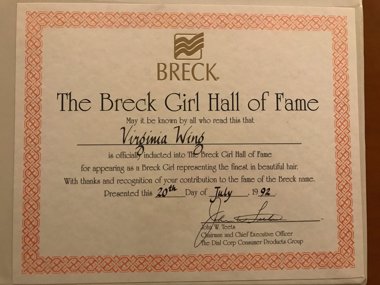 Breck Creme Rinse/Breck Girl Hall of Fame – Virginia Wing